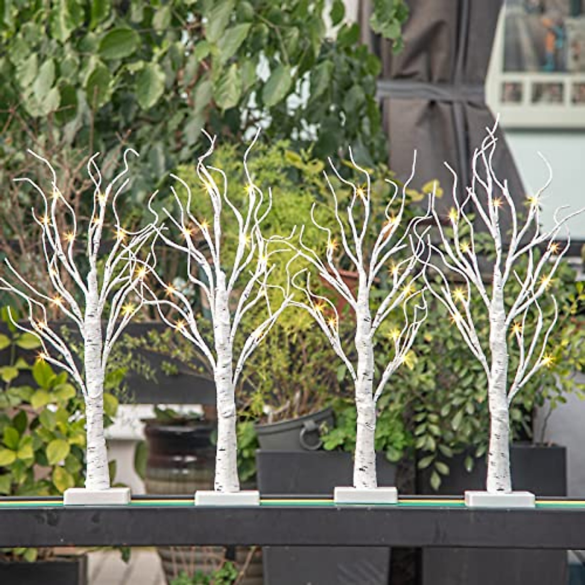 EAMBRITE Home Decorations Light Up Tree Indoor,Set of 4, Battery Operated Tabletop Birch/Bonsai Tree Led Lights Money Tree Wedding Party (2FT / Warm White)