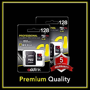 addlink MicroSDXC 128GB 2-Pack + Adapter UHS-1 U4 V30, Compatible for Android Smartphones, Camera, Dash Cam Tablets, Go Pro, DJI Drone & Fire Tablet (ad128GBMSXU3AX2)