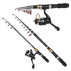 LIZHOUMIL Mini Fishing Pole, Ultra Light Telescopic FRP Fishing Rod, Portable Mini Sea Pole, Short Pole Ceramic with Guide Multiple Sizes for Chosen 1.0m