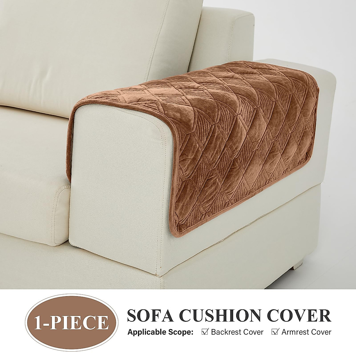 Deep Dream Couch Cover, 1 Piece Couch Arm Covers & Backrest Cover, Sectional Couch Covers, Anti-Slip Armrest Covers for Dogs Cats Recliner Loveseat Sofa L Shaped, 28 x 28 Inch - Light Coffee(1 Piece)