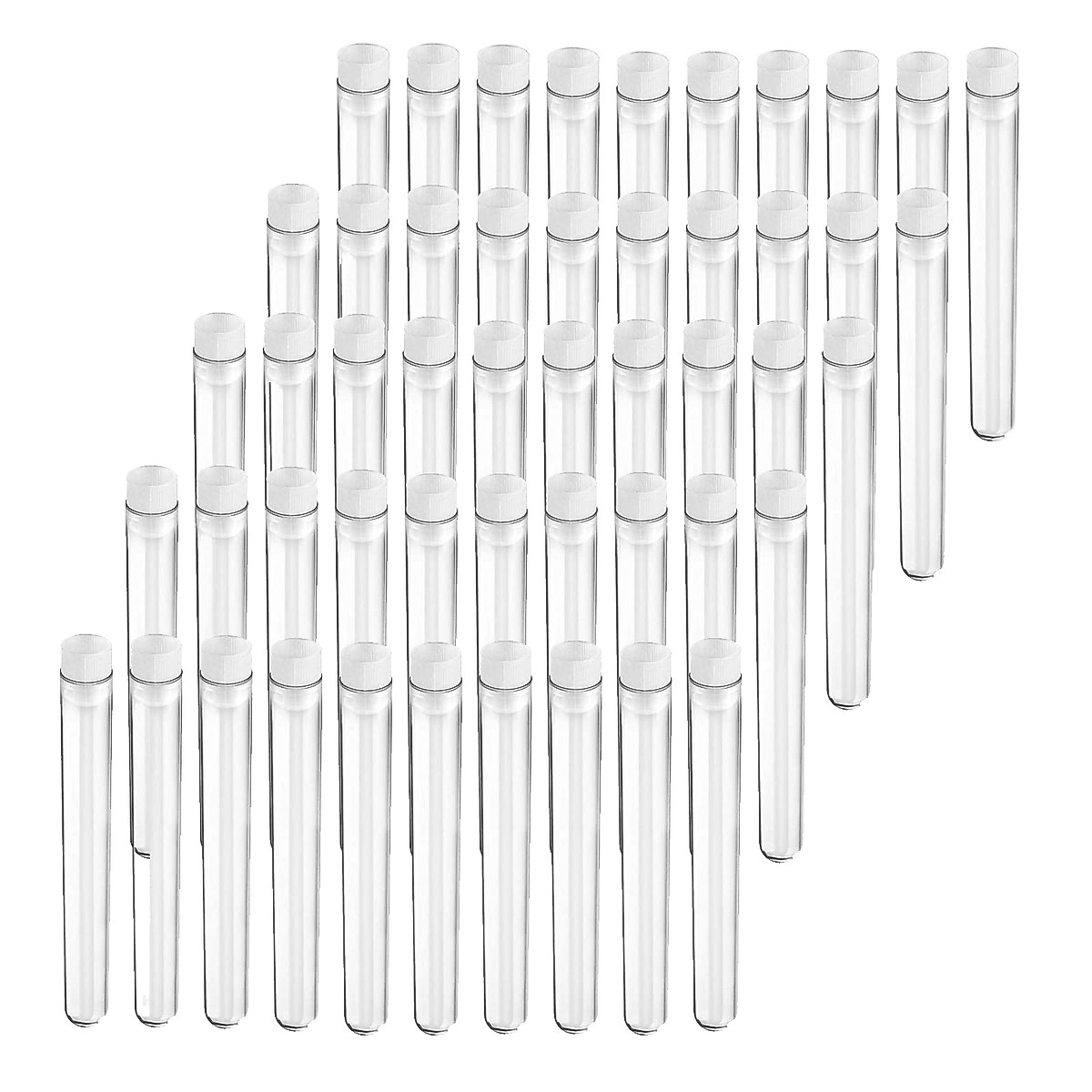 JOYYU 12x100mm 8ml Clear Plastic Test Tubes with Caps for Scientific Experiments, Easter, Scientific Themed Kids Birthday Party Supplies, Eyelash Brushes/Candy Storage(50 Pack)