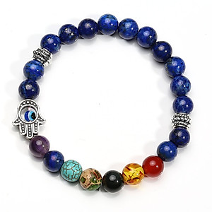 MILAKOO 7 Chakras and Evil Eye Bracelet Healing Stone Beads Oil Diffuser Yoga Reiki Prayer for Women