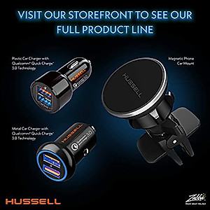 Hussell Car Charger Adapter - 3.0 Portable USB w/Fast Charge Technology & Dual Ports - Compatible w/Apple iPhone, Android, Tablet or Other USB Device - White Elephant, Stocking Stuffers