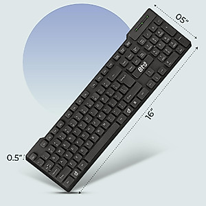 BTO USB Wired Keyboard, 104 Keys with Numeric Pad, Anti Spill and Dust Proof, Slim and Flexible Design, Compatible with Laptop Notebooks, Desktops PCs, Tablets, Towers, Windows 7, 8, 10, 11