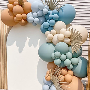 Orange And Blue Balloons,60 Pcs 12 Inches Orange Macaron Orange Retro Sea Blue Teal Ivory White Balloons With Ribbons for Birthday Baby Shower Graduation Engagement Party Decorations