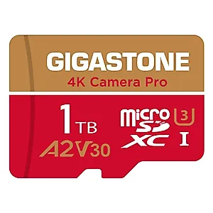 [5-Yrs Free Data Recovery] Gigastone 1TB Micro SD Card, 4K Camera Pro, R/W up to 150/140 MB/s, 4K Video Recording for GoPro, DJI, Drone, MicroSDXC Memory Card UHS-I A2 V30 U3, with Adapter