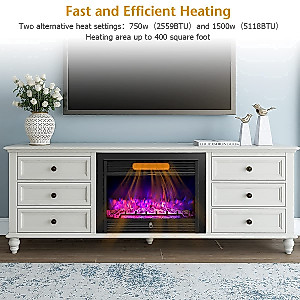 Salches 28.5" Electric Fireplace, 750W/1500W Insert Recessed Mounted Wall Fireplace w/3 Color Flames, 8 H Timer & 5 Brightness Settings, Fireplace Heater with Remote Control for Indoor Use