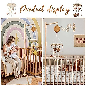 Floor Standing Mobile Arm for Crib with Music Box, Crib Mobile Motor - Volume Control, 9 Lullabies, 57.8 Inch Baby Crib Mobile Arm - 100% Beech Wood, Anti-Dumping - Baby Mobile Stand for DIY Mobile