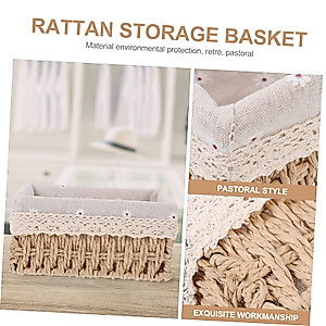 Alipis 3pcs Rattan Storage Basket Rattan Serving Tray Food Serving Tray Toy Storage Basket Snack Trays Tablescape Decor Storage Baskets Desktop Woven Baskets Fabric Porch Gift Basket