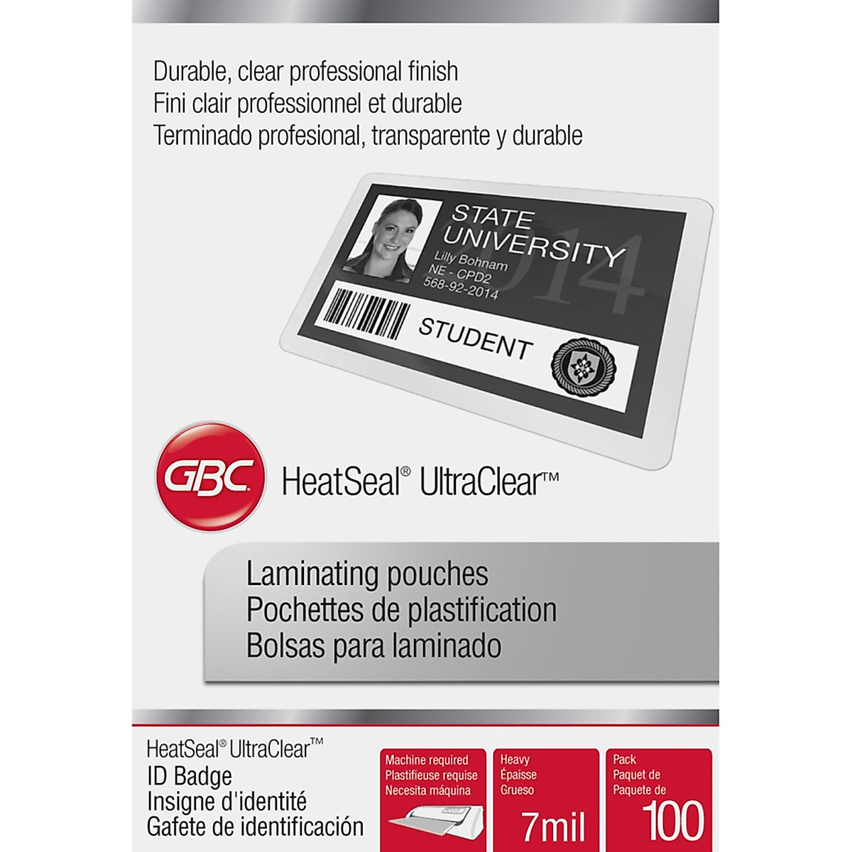 Swingline GBC Laminating Sheets, Thermal Laminating Speed Pouches, Badge Size, 7 Mil, HeatSeal UltraClear, 100 Pack (3200016)