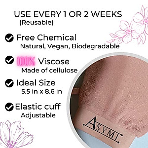 Asymi Deep Exfoliating Glove - Reusable Exfoliating Mitt for Dead Skin Removal (Keratosis Pilaris Strawberry Legs Ecologic body care) Vegan Body Scrub SPA body Treatment (Grey Cloudy), 1.0 Count