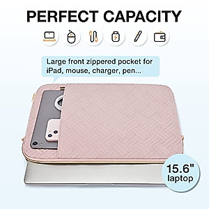 BAGSMART Laptop Carrying Case with Pocket, Compatible with 15.6 inch HP, Dell, Lenovo, Acer, Asus Notebook,Compatible with MacBook Pro 16 Inch , Pink