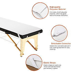 Giantex Standard Massage Table Warmer, Heated Mattress Pad, Spa Table Heating Pad with Three Heat Settings, Auto Overheat Protection, Fixed Elastic Bands, Portable 71x30 Inch Electric Table Warmers