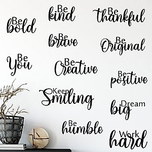 12 Pieces Vinyl Wall Quotes Stickers Inspirational Wall Decals Inspirational Saying Home Decals for Walls Peel Stick Motivational Decor Wall Sticker for Office Classroom Teen Dorm (Fresh Style)