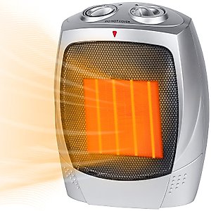 Portable Space Heater, Ceramic Electric Heaters 1500W/750W with Adjustable Thermostat, Overheat and Tip Over Protection, Fan and Heater Combo for Office Bedroom Desk Nightstand Dorm Table Indoor Use