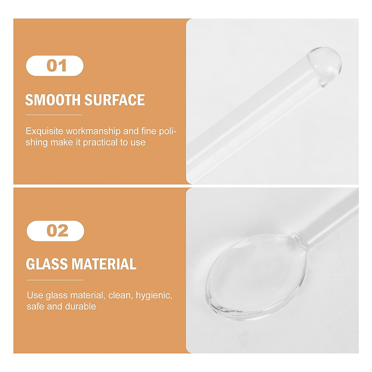 DOITOOL 6Pcs Clear Glass Espresso Spoons Teaspoons, Glass Stirring Spoons Coffee Mixing Spoons Coffee Tea Stirrers for Home Bar Party, 5.58