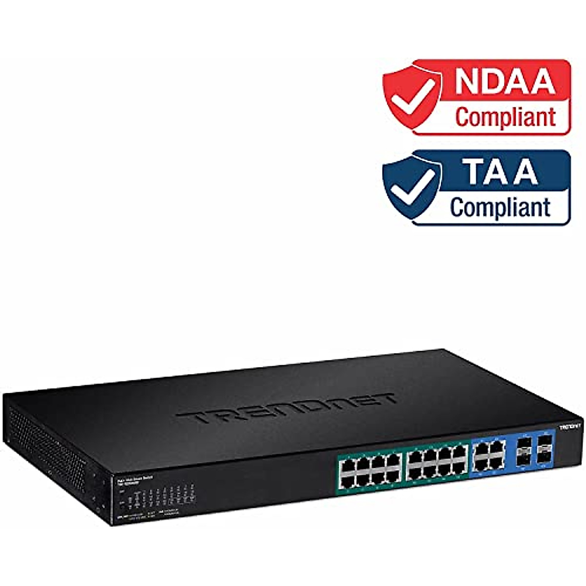 TRENDnet 20-Port Gigabit Web Smart 370W PoE+ Switch, TPE-1620WSF, 16 Gigabit PoE+ Ports, 4 Shared Gigabit Ports(RJ-45 or SFP), 370W PoE Budget,Managed PoE+ Ethernet Network Switch, Lifetime Protection