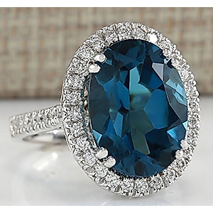 Wassana Women Fashion London Blue Topaz Gemstone 925 Sterling Silver Ring Bridal Jewelry (6)