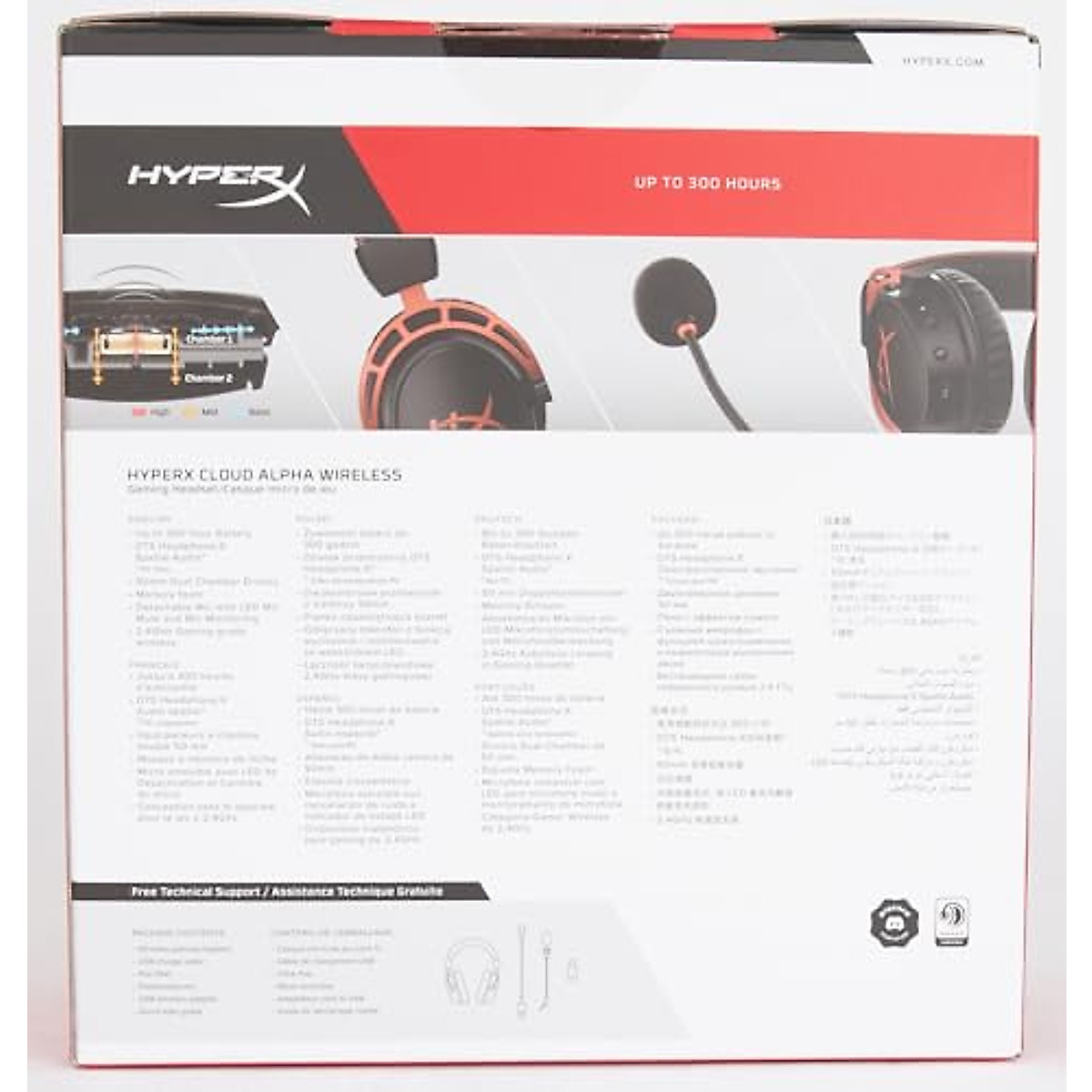 HyperX Cloud Alpha Wireless - Gaming Headset for PC, 300-hour battery life, DTS Headphone:X Spatial Audio, Memory foam, Dual Chamber Drivers, Noise-canceling mic, Durable aluminum frame,Red