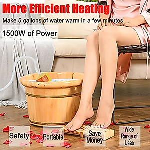 Lolicute 1500w Bucket Heater,Portable Electric Immersion Heater, Bathtub Heater Hot Water for Kitchen/Bathroom/Outdoor with Digital Thermometer
