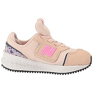 New Balance Kid's X70 V1 Bungee Sneaker, Vintage Rose/Moon Shadow/Vibrant Pink, 2 Wide Infant