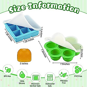 Hoolerry 6 Pcs Silicone Baby Food Storage Containers Baby Food Freezer Tray with Lids Milk Trays for Breastmilk Baby Food Ice Cube Trays for Homemade Baby Food Fruit Purees Vegetable (Large)