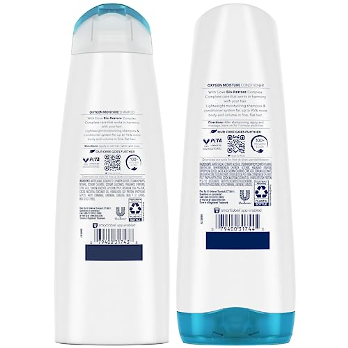 Dove Shampoo and Conditioner Set - Oxygen Moisture Hydrating Shampoo and Conditioner Sulfate-Free, Volumizing Hair Products for Fine Hair, 12 Oz (2 Piece Set)