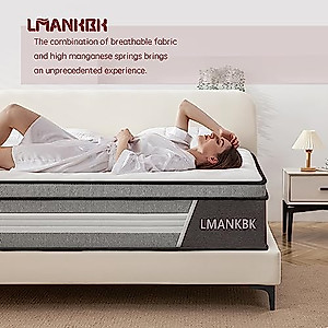 LMANKBK Queen Mattress, 10 Inch Innerspring Hybrid Mattress in a Box with Gel Memory Foam, Individually Wrapped Encased Coil Pocket Spring Mattress, Pressure Relief, Medium Firm Support,60"*80"*10"…