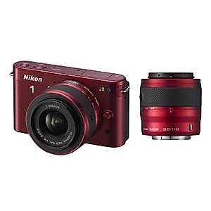 Nikon 1 J2 Compact System Camera with 10-30mm and 30-110mm Double Lens Kit - Red (10.1MP) 3 inch LCD