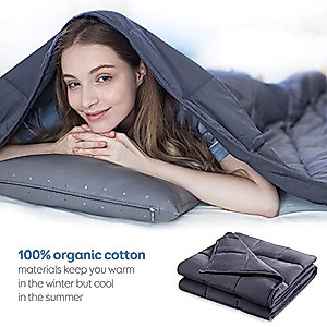 BUZIO Weighted Blanket 25 lbs for Adults 240-280 lbs (Diamond Pattern), Heavy Blanket with Oeko-TEX Standard Cotton Fabric and Premium Glass Beads (60 x 80 inches), Light Grey