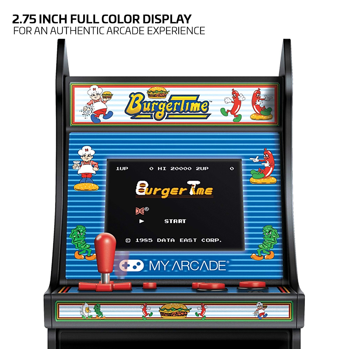 My Arcade Burgertime Micro Player Mini Arcade Machine: Fully Playable, 6.75 Inch Collectible, Color Display, Speaker, Volume Buttons, Headphone Jack, Battery/Micro USB Powered-Electronic Games, Yellow