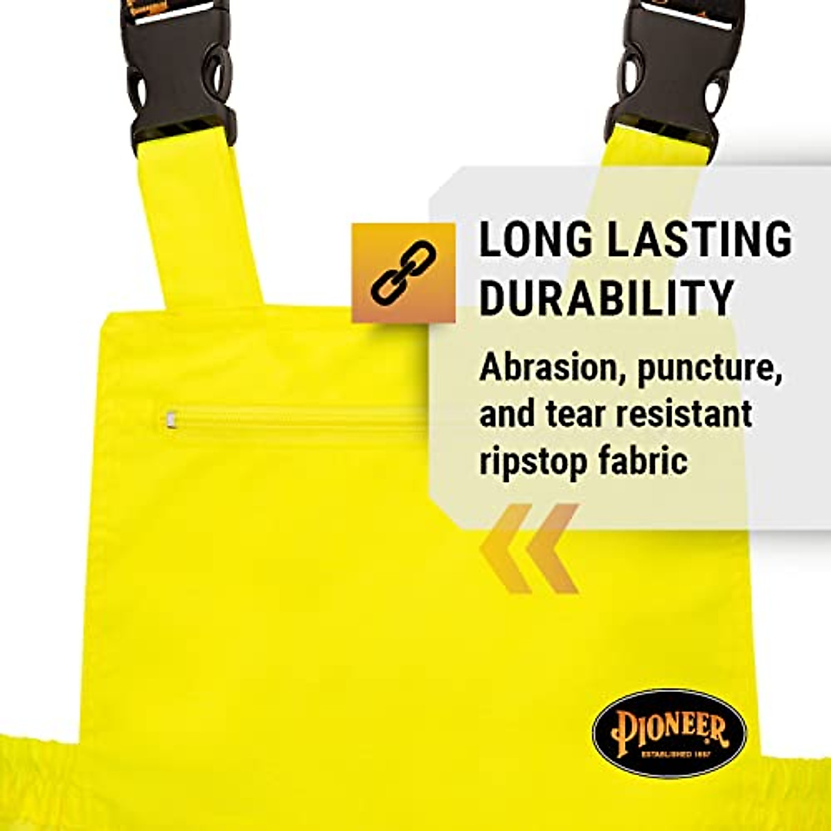 Pioneer Ripstop High Visibility Bib Pan Safety Rain Gear, Hi Vis, Waterproof, Reflective, Work Overalls for Men, Orange, Yellow/Green, V1200461U-2XL