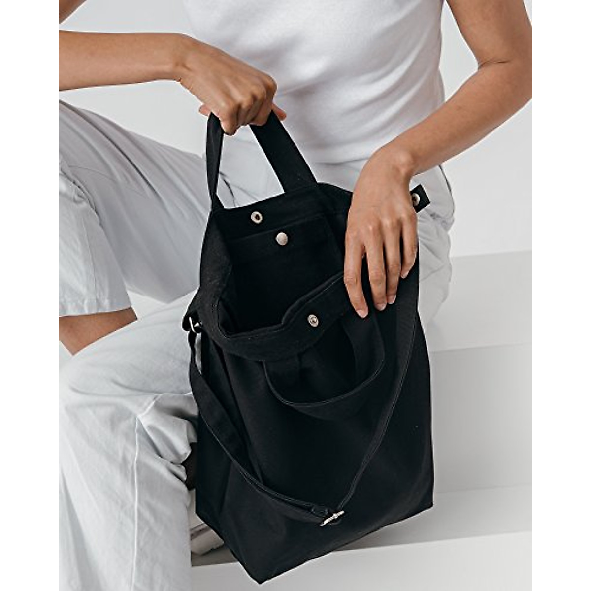 BAGGU Duck Bag Canvas Tote, Essential Everyday Tote, Spacious and Roomy, Black