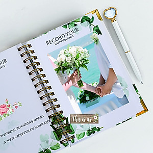 Wedding Planner&Organizer for Bride,Diamond Pen Set,A5 Undated Bridal Countdown Wedding Notebook Engagements Gift