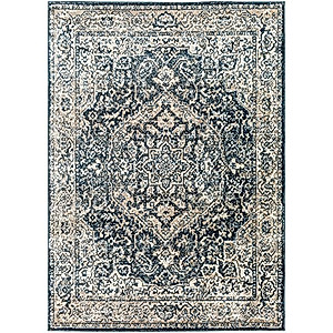 Surya Davaro Traditional Medallion Area Rug,9'2" x 12',Navy