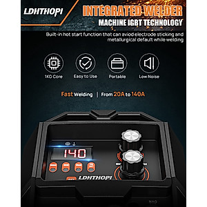 LDHTHOPI 140A MIG Welder, 4-in-1 Flux Core/Solid Wire/Lift TIG/Stick Welder, 110V Gas/Gasless Welder Machine for Home, Car, Yard, Workshop, Farm