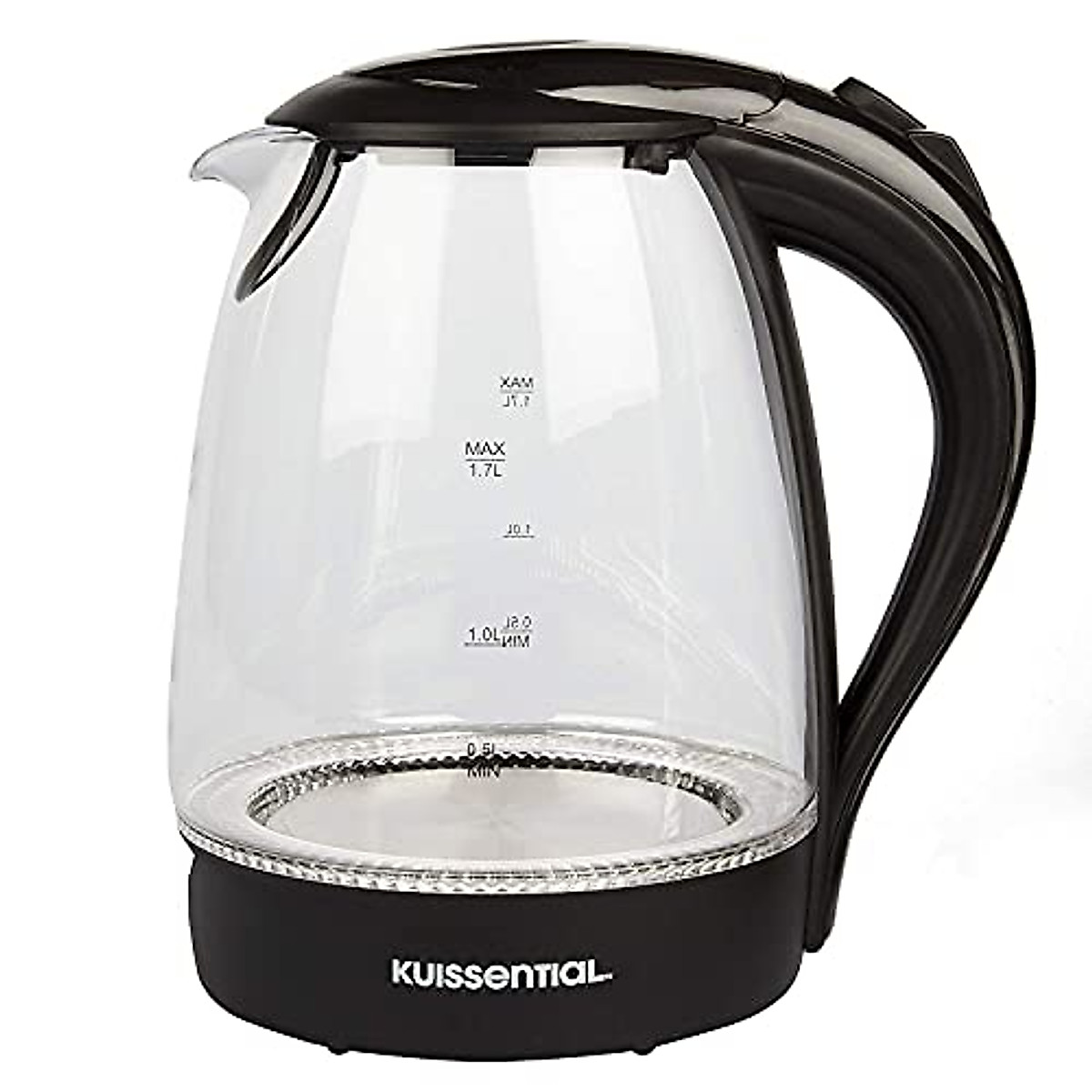 Stainless Steel Electric Water Kettle 1.7 Liter, Fast Heating with Auto Shut-Off and Boil-Dry Protection, Cordless, LED Light Indicator, Black