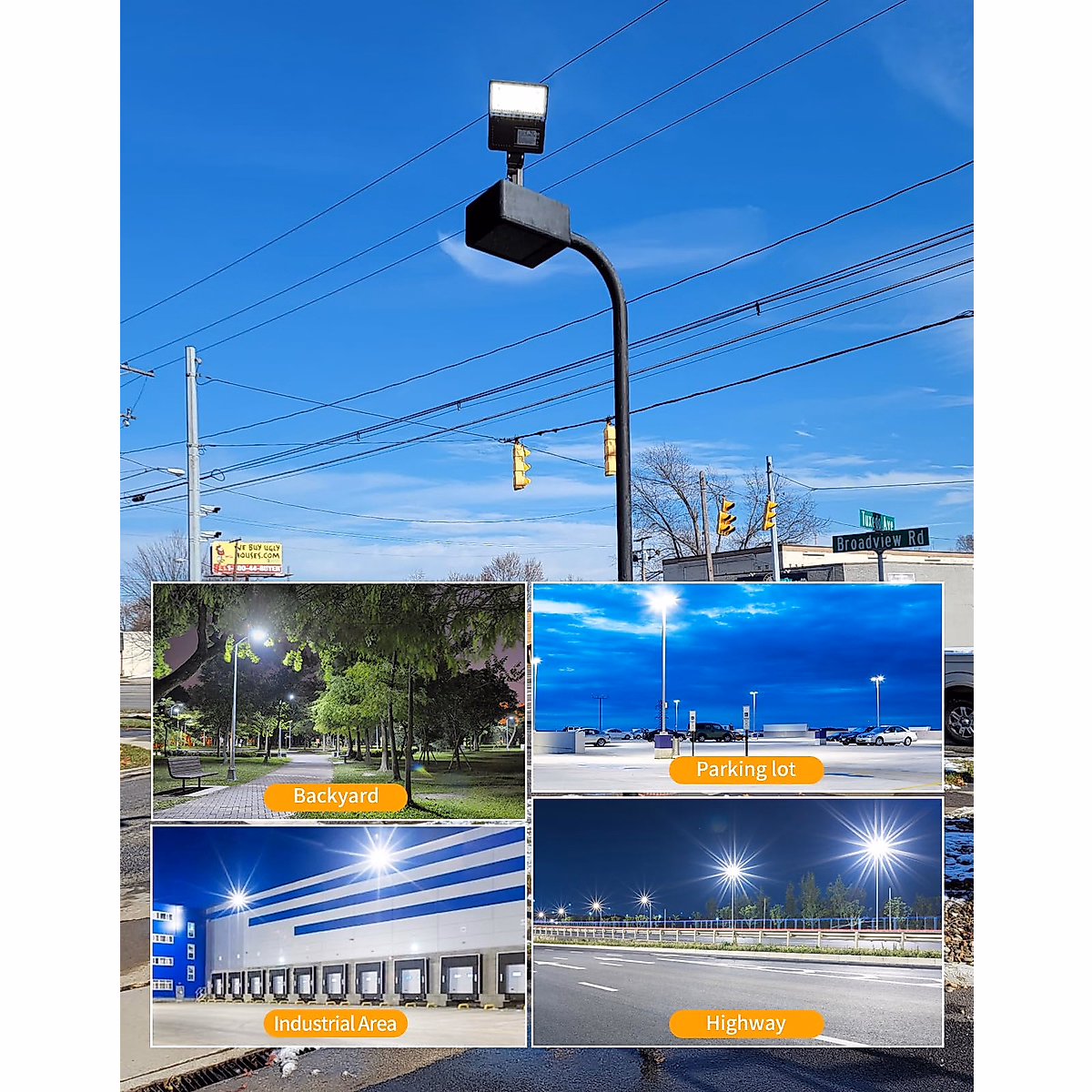 9PCS LED Parking Lot Lights 150W 120W 90W, LED Shoebox Light 5000K Adjustable Arm Mount, UL Listed Outdoor Pole Light with Photocell, IP65 Waterproof Commercial Street Area Flood Lighting 100-277V