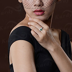 Genuine Natural Emerald Gemstone Oval Cut Solid 14K White Gold Diamond Wedding Engagement Promise Band Ring for Women