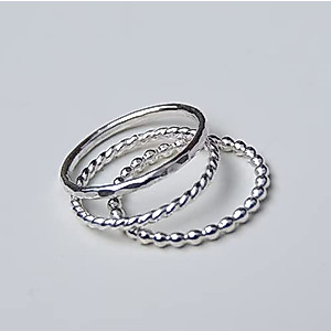 Stackable Band Single Sterling Silver Ring, twisted band engagement ring, Thin Hammered Texture Stacking, (5)