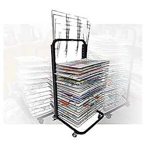 NEOCHY Drying Racks,Powder Coating Finish, Art Shelf Storage Rack on Wheels, Ideal for Education Schools and Art Clubs 20-Shelf/H78Cm/20 Floors