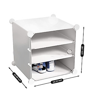 Gbonklong 3-Tier Home Shoes Storage Rack Organizer Stackable Shoes Cabinet Stand White, Plastic Adjustable Box Shelves Stackable Detachable Diy Standing for Bedroom, Utility Room, Living Room