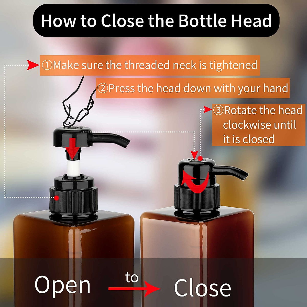 2 Pack 450ml/15.2oz Square Pump Bottle Dispenser Dulinkas Refillable Plastic Lotion Dispenser Empty Lotion Pump Bottle Liquid Container for Essential Oil Soap Lotion Shampoo Amber