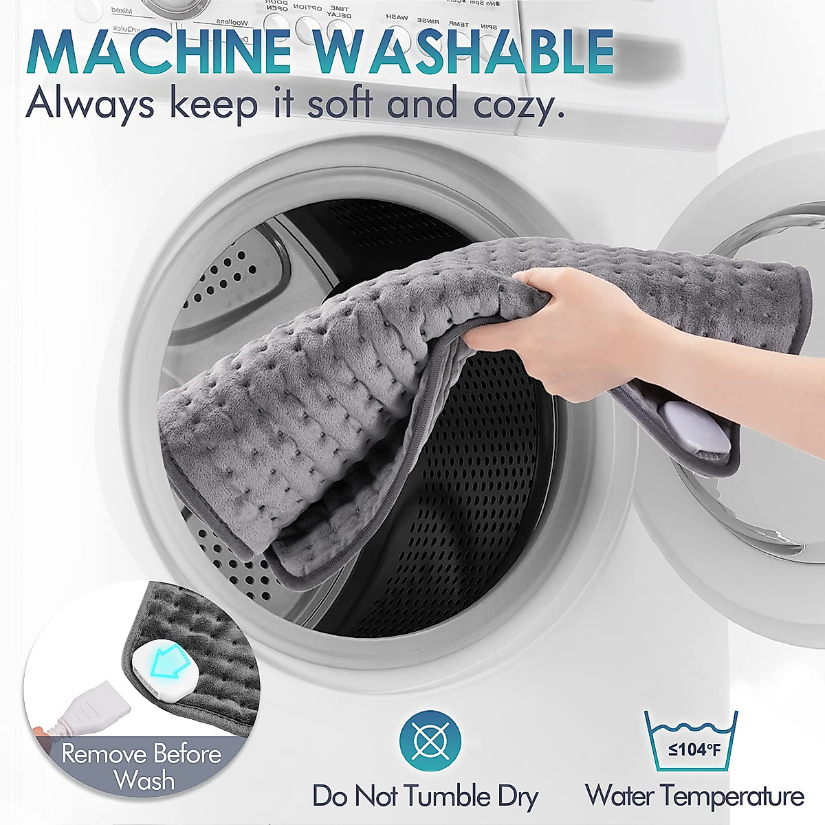 DAILYLIFE Heating Pad for Back Pain Relief, 20"x24" Electric Heating Pads for Cramps, Back, Shoulder and Neck with 6 Heat Settings, Fast-Heating Technology, Auto Shut Off, UL Certificated, Gray