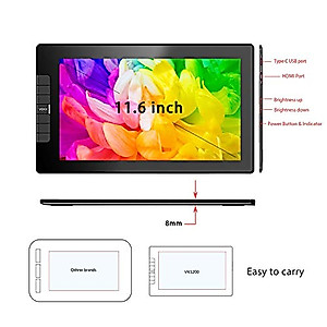 VEIKK VK1200 Drawing Tablet with Screen, 11.6 Inch Full-Laminated Graphic Drawing Monitor, with Battery-Free Pen and Tilt Function, 6 Customized Keys(Must be Connected to a Computer to Work)