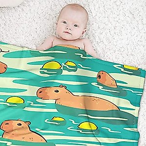 AMITAYUS Ultra Soft Flannel Fleece Couch Throw Blanket Capybara Full Size Warm Cozy Fuzzy Small Blanket for Travel Toddler 50"x40" for Kid