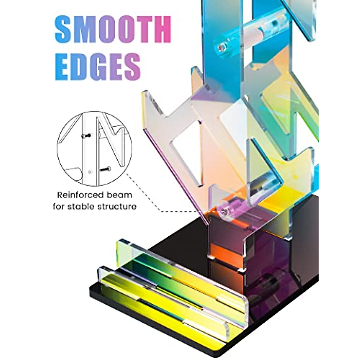 NiHome Iridescent Acrylic 2-Tier Universal Game Controller Headset Holder Rack, Modern Storage Organizer for PS5 Xbox ONE Switch Game Controllers and Headphones Anti-Slip Stable Gaming Accessory Stand