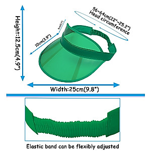 5 Pack Sun Visors Womens Uv Protection Poker Visor Sun Hats Cap Men Hat Reflective Sport Clear Transparent Golf Beach Party (Pure Green)