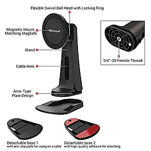 PROfezzion 2 in 1 Magnetic Phone Tripod Mount Holder and Desktop Stand Compatible with MagSafe for iPhone 12, 13, 14 Pro Max, iPhone 14 Plus & MagSafe Case - No Metal Plate Required