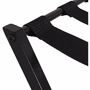 Heavy Duty Luggage Rack Folding Metal Suitcase Luggage Stand with Storage Shelf-2 Tiers, Black